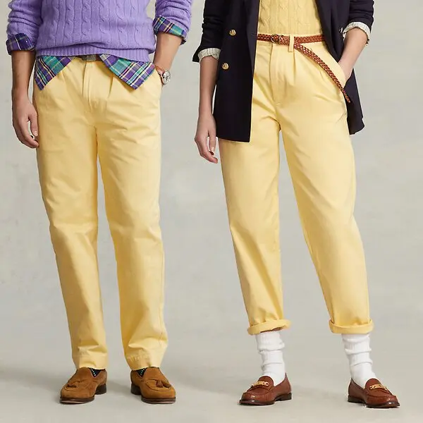 Ralph Lauren Whitman Relaxed Fit Pleated Chino Pant - Corn Yellow