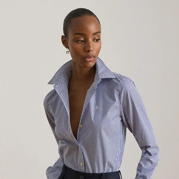 Ralph Lauren Classic Fit Striped Cotton Shirt - Blue/ White