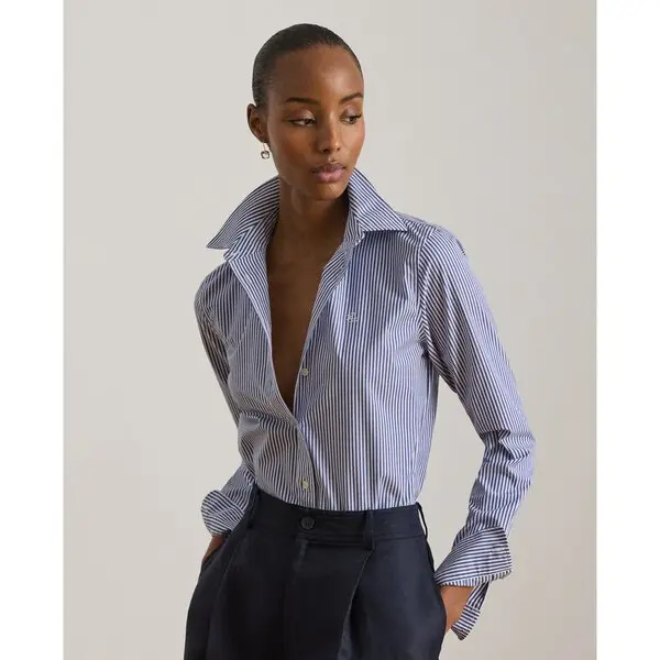 Ralph Lauren Classic Fit Striped Cotton Shirt - Blue/ White