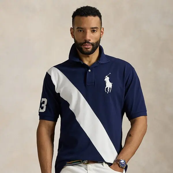 Ralph Lauren Big Pony Mesh Polo Shirt In Newport Navy/White 39