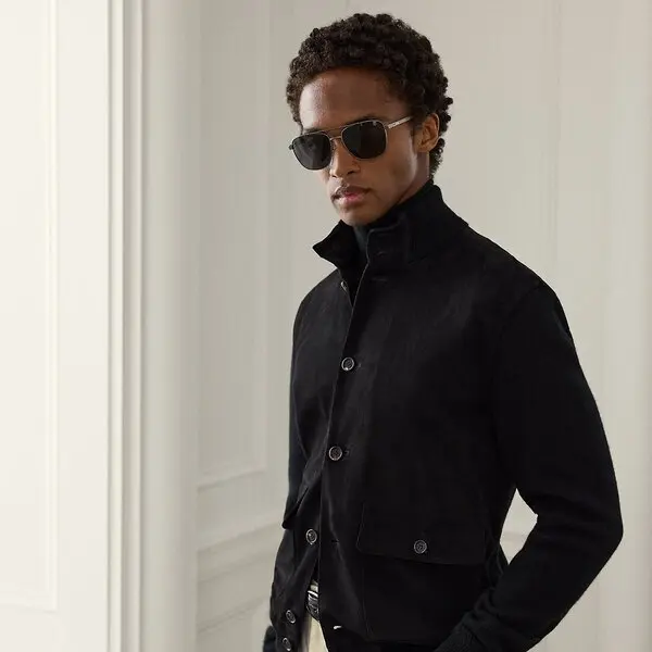 Ralph Lauren Suede-front Cashmere Cardigan - Classic Black