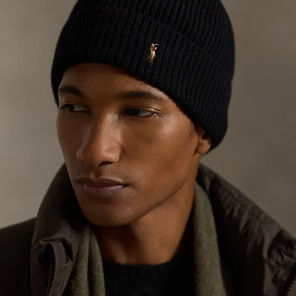Ralph Lauren Signature Pony Wool-blend Beanie - Polo Black