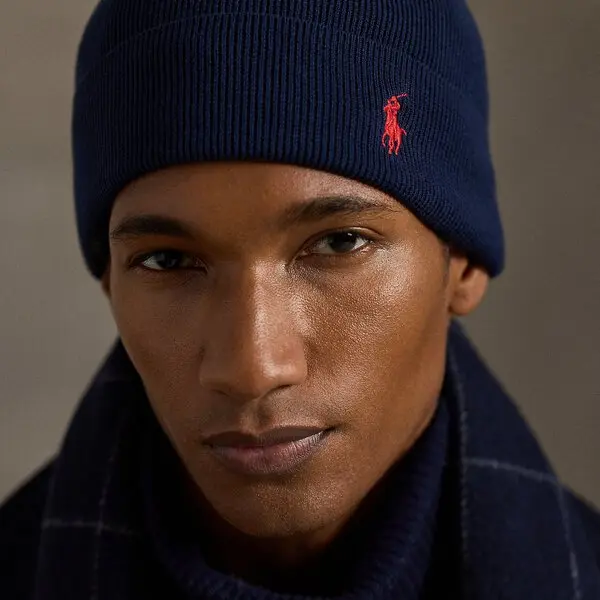 Ralph Lauren Rib-knit Cotton Beanie - Andover Heather