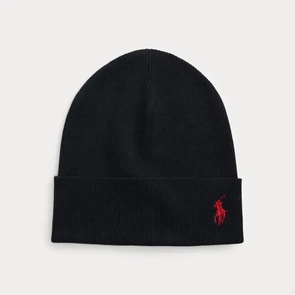 Ralph Lauren Rib-knit Cotton Beanie - Polo Black