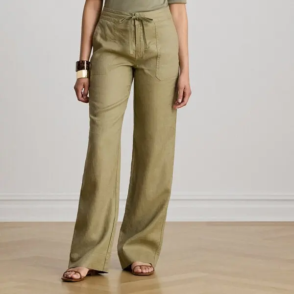Ralph Lauren Linen Wide-leg Pant - Light Agave