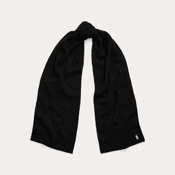 Ralph Lauren Cable-knit Wool-cashmere Scarf - Black