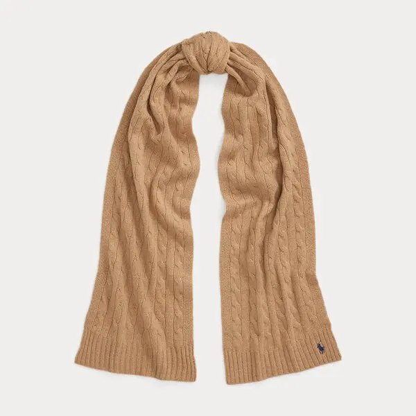 Ralph Lauren Cable-knit Wool-cashmere Scarf - Camel