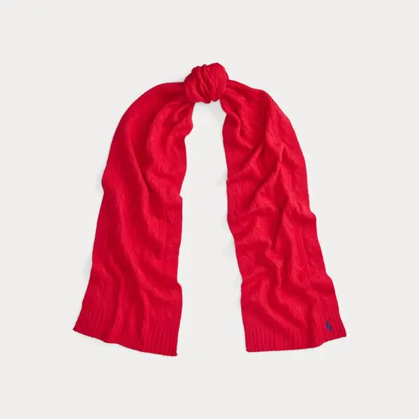 Ralph Lauren Cable-knit Wool-cashmere Scarf - Compass Red