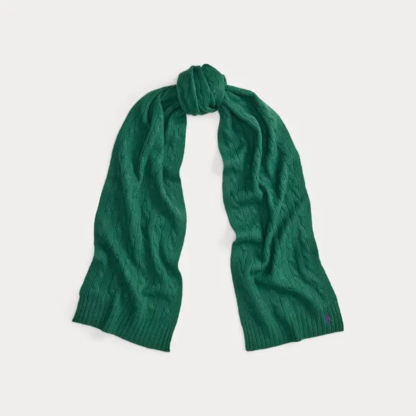 Ralph Lauren Cable-knit Wool-cashmere Scarf - Green