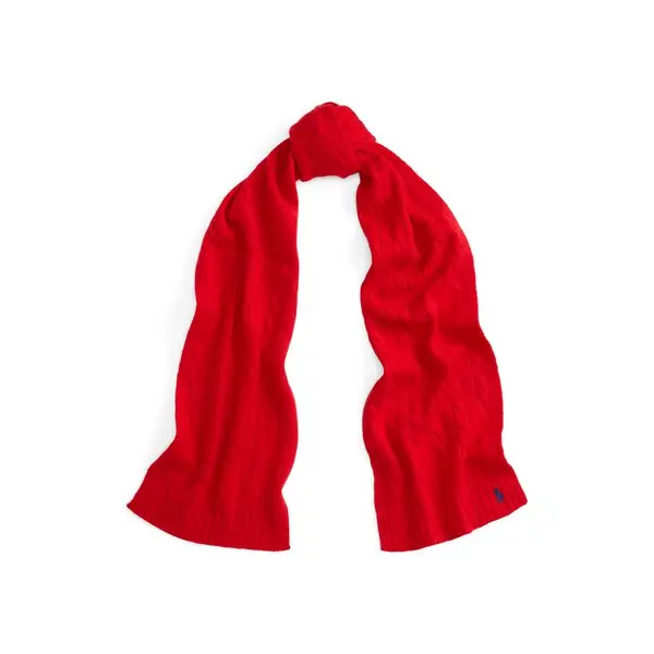 Ralph Lauren Cable-knit Wool-cashmere Scarf - Rl Red