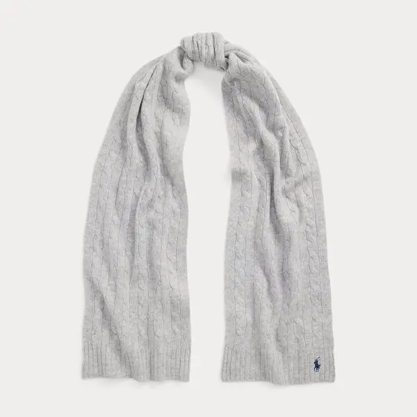 Ralph Lauren Cable-knit Wool-cashmere Scarf - Soft Grey