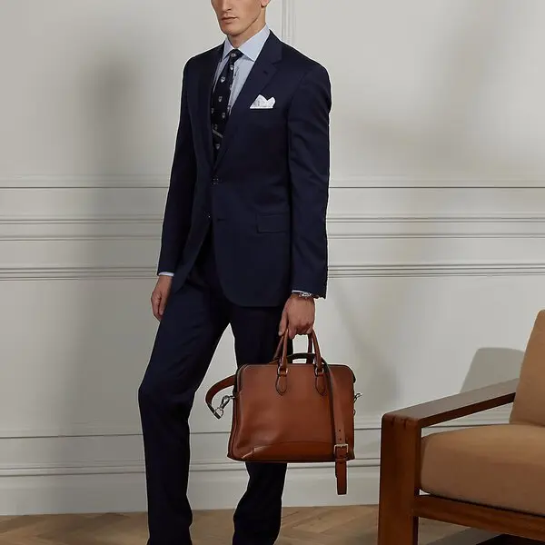 Ralph Lauren Burnished Calfskin Voyager Briefcase - Chestnut