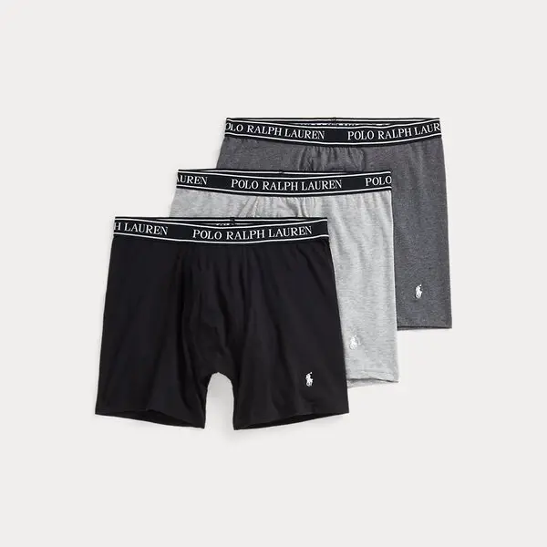 Ralph Lauren Stretch Cotton Boxer Brief 3-pack - Black/greys