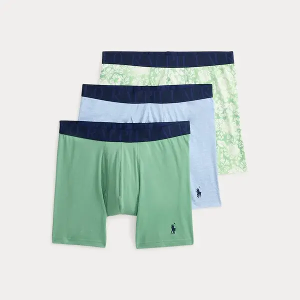 Ralph Lauren Stretch Cotton Boxer Brief 3-pack - Blue Green