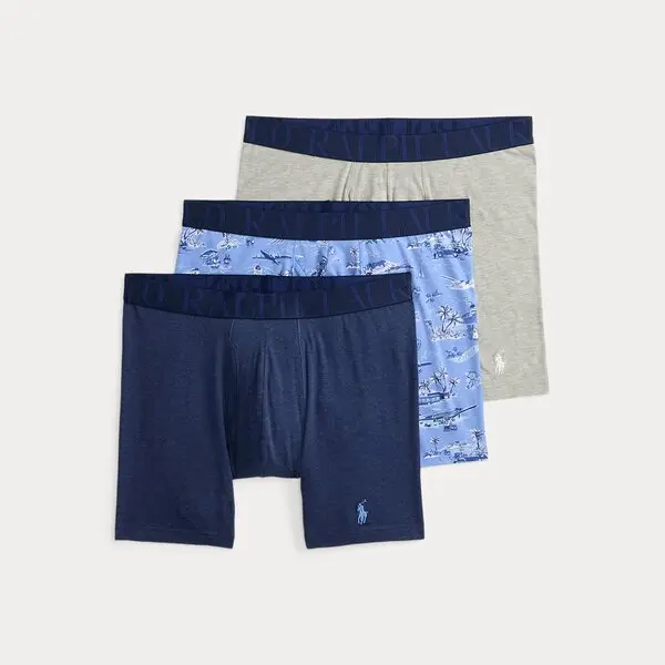 Ralph Lauren Stretch Cotton Boxer Brief 3-pack - Spring Navy Heather