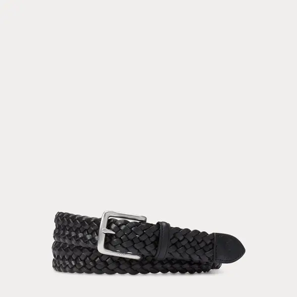 Ralph Lauren Braided Vachetta Leather Belt - Black