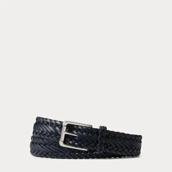 Ralph Lauren Braided Vachetta Leather Belt - Classic Chairman Navy