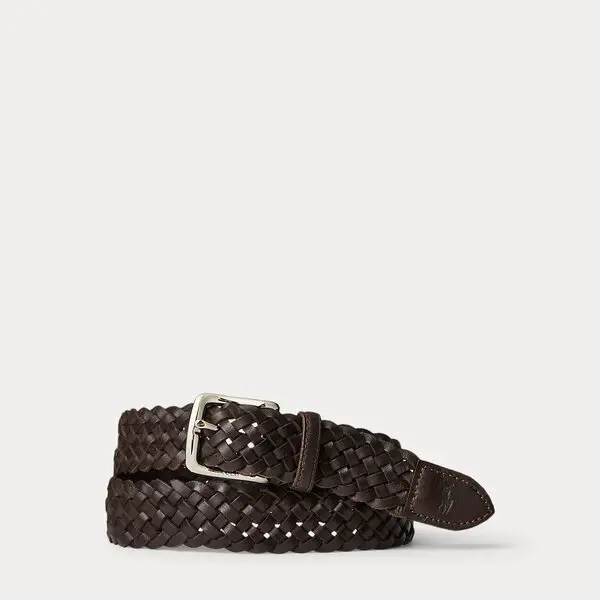 Ralph Lauren Braided Vachetta Leather Belt - Dark Brown