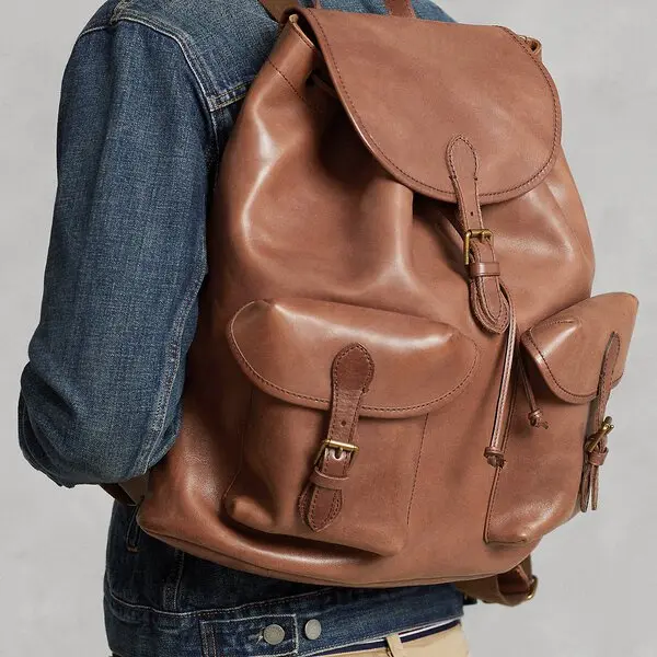 Ralph Lauren Heritage Leather Backpack - Saddle