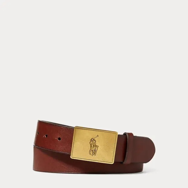 Ralph Lauren Pony Plaque Leather Belt - Brown