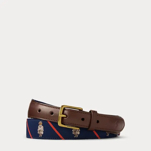 Ralph Lauren Polo Bear Leather-trim Belt - Navy Multi