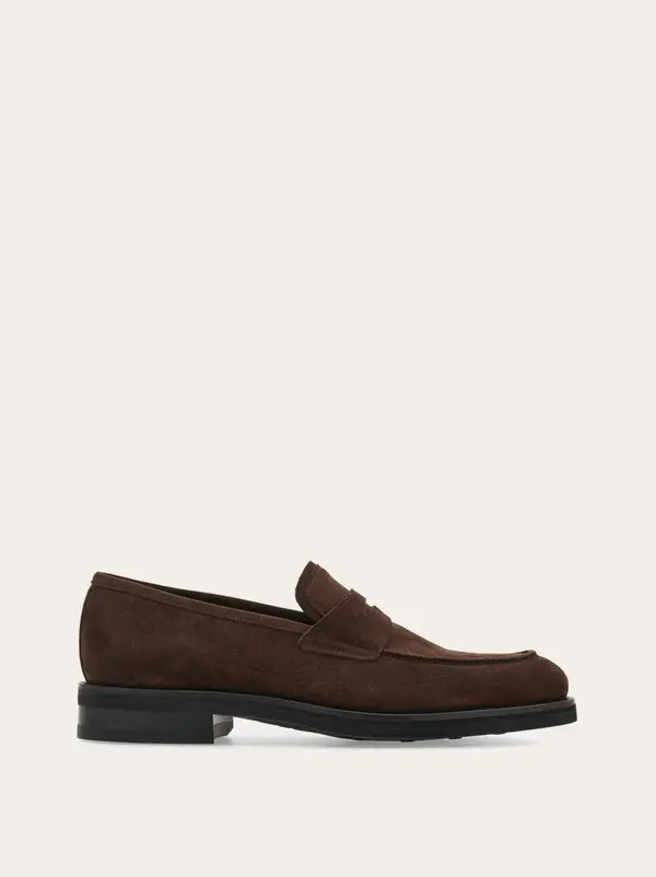 FERRAGAMO Suede Penny Loafer - Brown