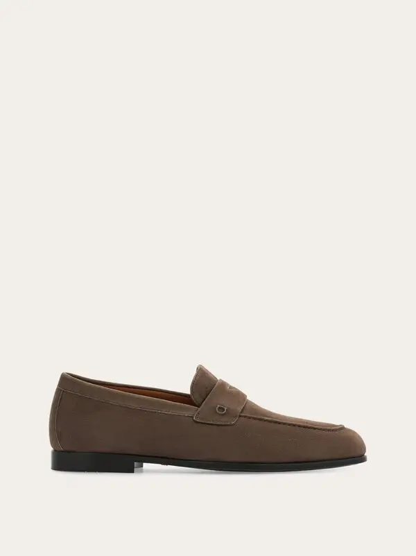FERRAGAMO Suede Penny Loafer - Grey