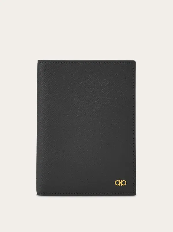 FERRAGAMO Gancini Passport Holder - Black