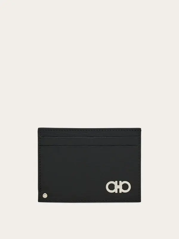 FERRAGAMO Gancini Card Holder With Pull-out Id Window - Black