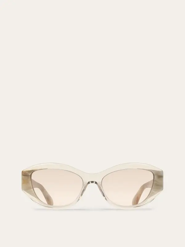 FERRAGAMO Oval Frame Sunglasses - Beige