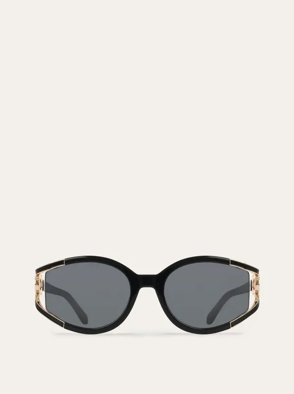 FERRAGAMO Oval Frame Sunglasses - Black