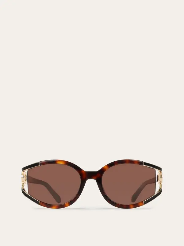 FERRAGAMO Oval Frame Sunglasses - Brown