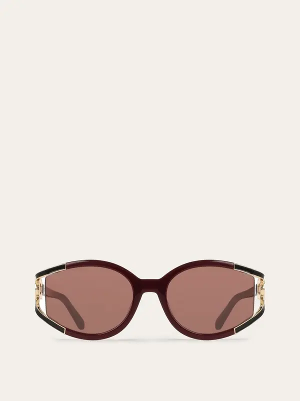 FERRAGAMO Oval Frame Sunglasses - Red