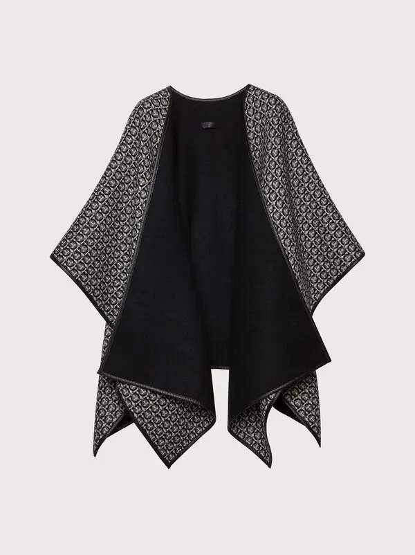 FERRAGAMO Gancini Wool Cape - Black