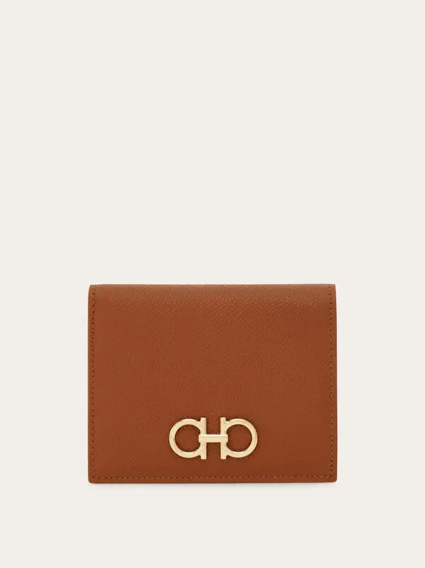 FERRAGAMO Gancini Compact Wallet - Beige