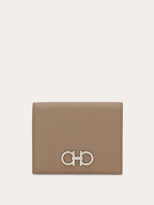 FERRAGAMO Gancini Compact Wallet - Beige