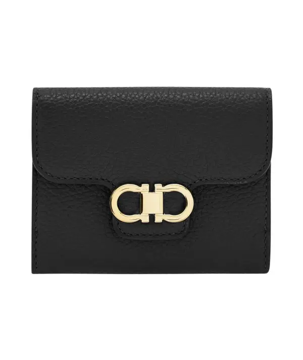 FERRAGAMO Gancini Compact Wallet - Black