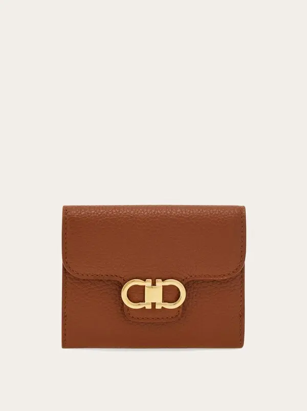 FERRAGAMO Gancini Compact Wallet - Brown
