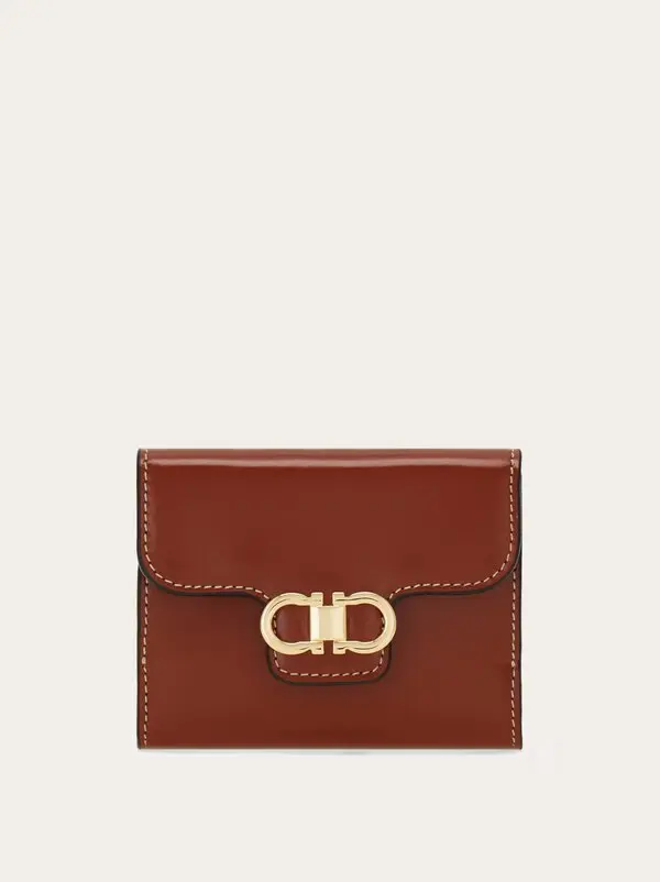 FERRAGAMO Gancini Compact Wallet - Brown