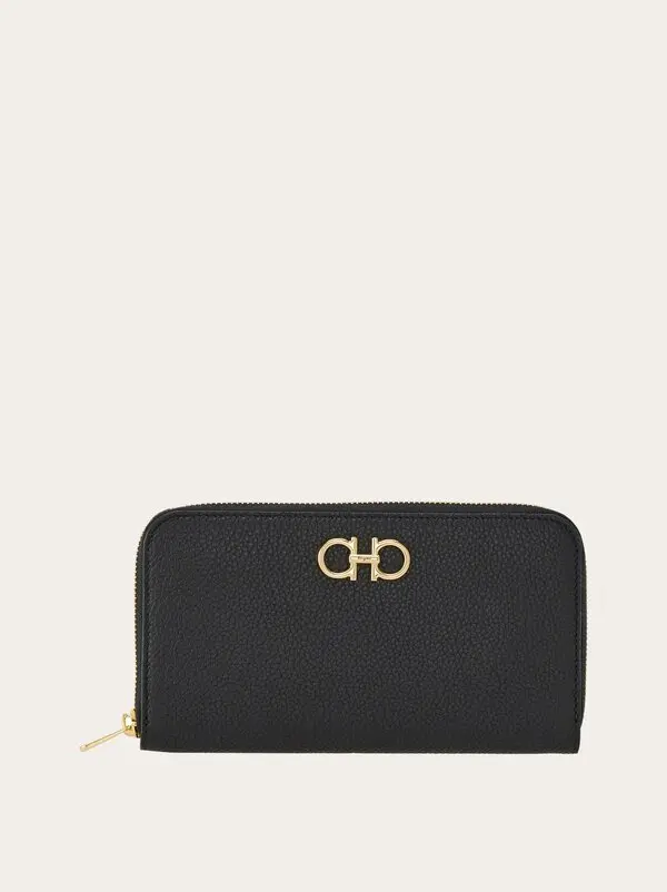 FERRAGAMO Gancini Continental Wallet - Black