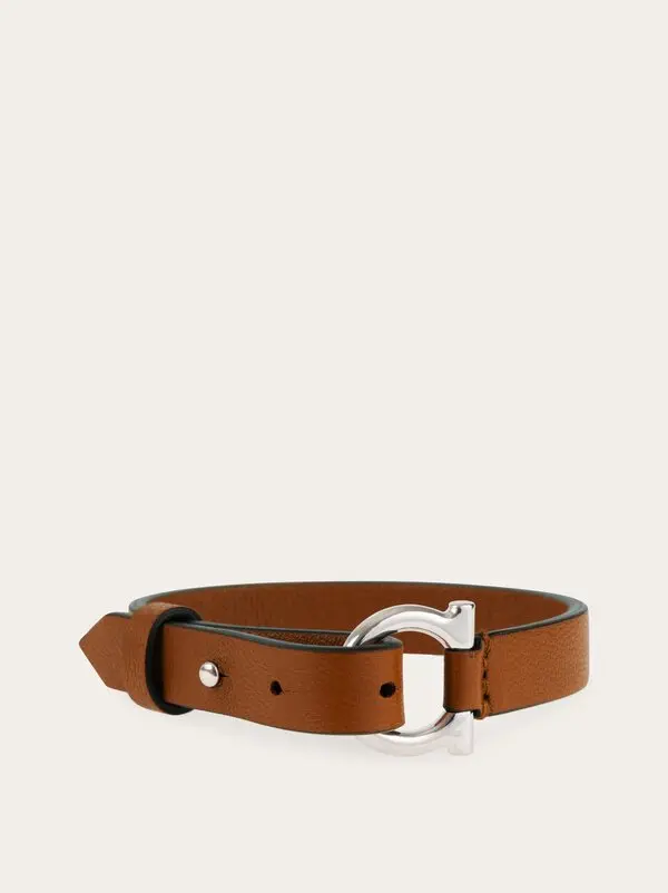 FERRAGAMO Gancini Leather Bracelet - Brown
