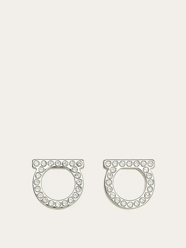 FERRAGAMO Gancini Crystal Stud Earrings - Silver