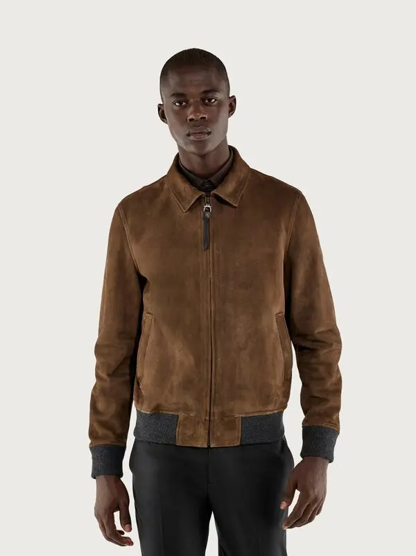 FERRAGAMO Suede Blouson - Brown