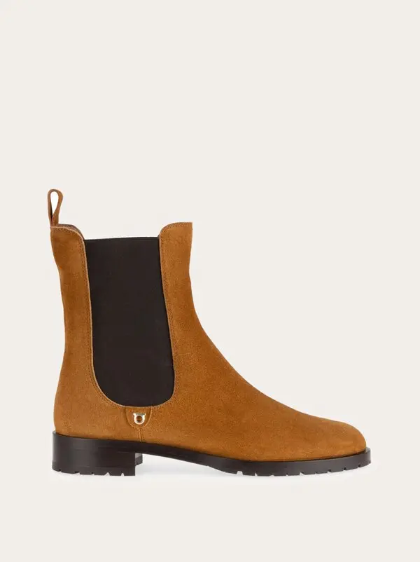 FERRAGAMO Kid Leather Chelsea Boot - Brown
