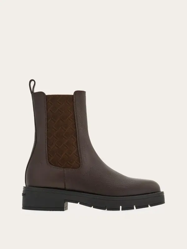 FERRAGAMO Kid Leather Chelsea Boot - Brown