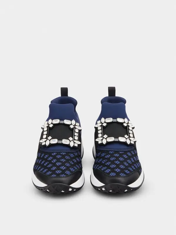ROGER VIVIER Viv' Run Sneakers In Fabric With Belle Vivier Buckle - Blue,black