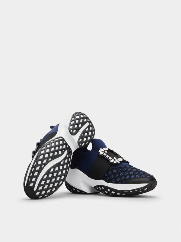 ROGER VIVIER Viv' Run Sneakers In Fabric With Belle Vivier Buckle - Blue,black