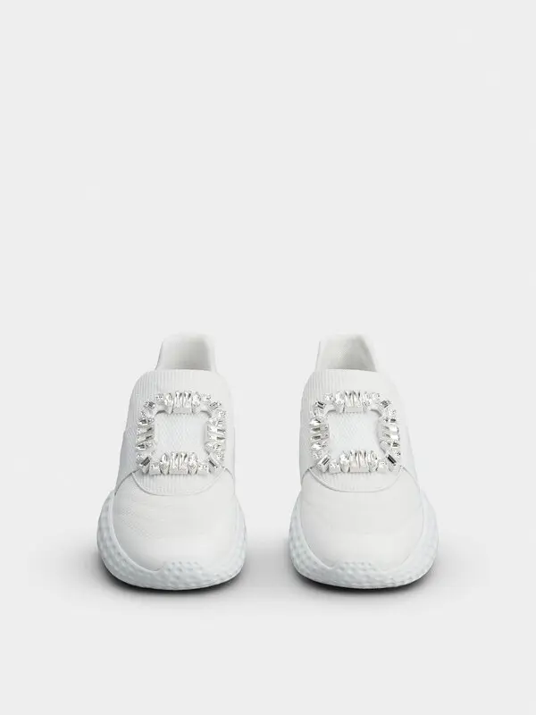 ROGER VIVIER Viv' Run Light Mesh Sneakers With Buckle Detail - White