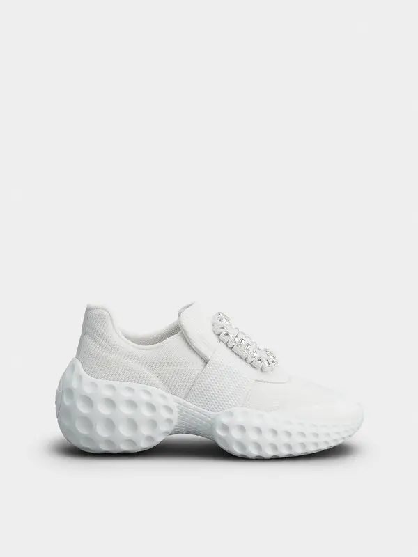 ROGER VIVIER Viv' Run Light Mesh Sneakers With Buckle Detail - White
