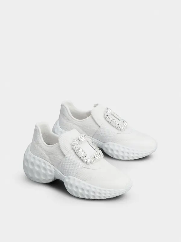 ROGER VIVIER Viv' Run Light Mesh Sneakers With Buckle Detail - White